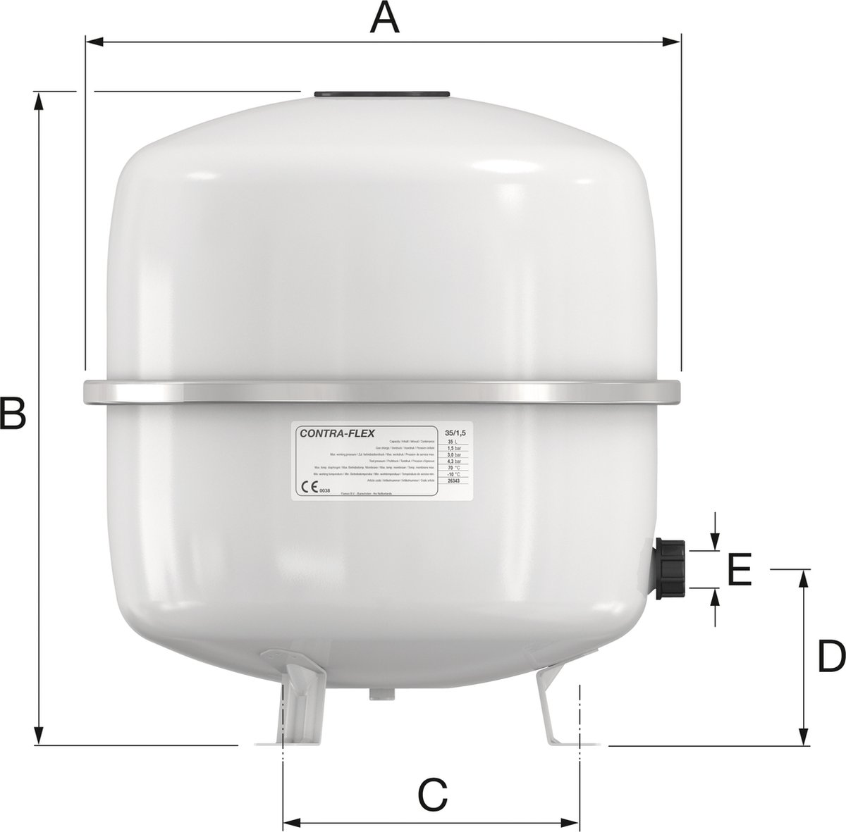 Flamco Contraflex 12 liter / 1,5 [3bar] Wit expansievat, Vast membraan ...