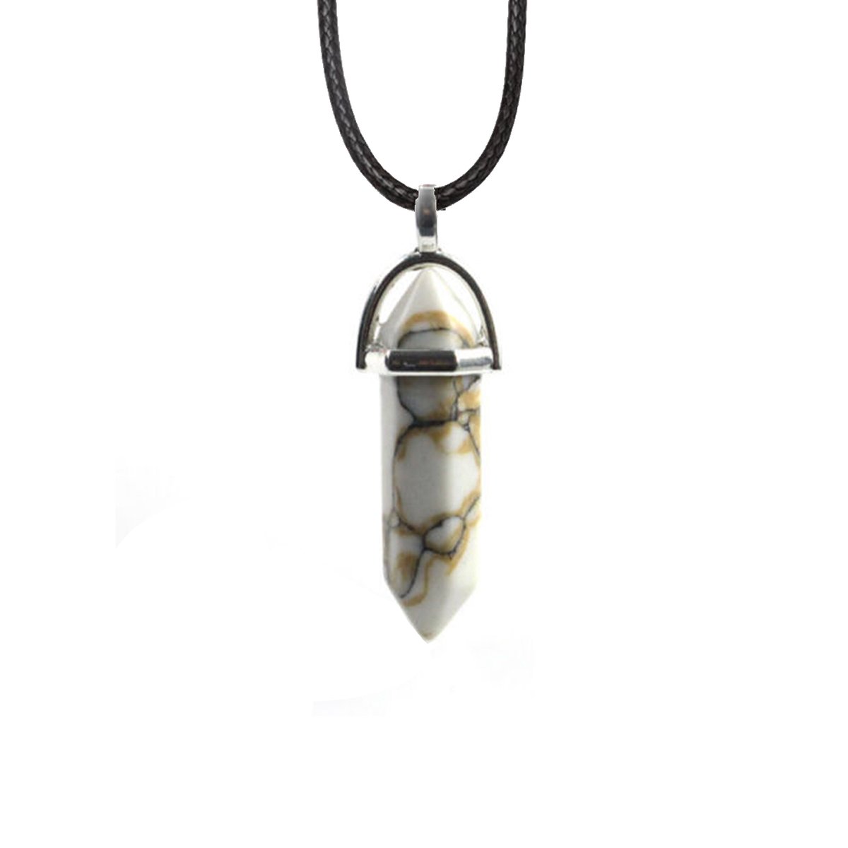 Bixorp Gems Witte Turkoois Hanger aan Faux Leren Koord - Edelsteen ...