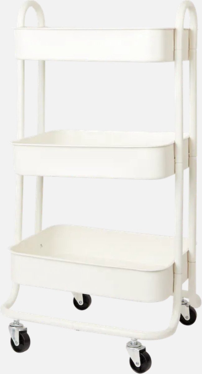 Multifunctionele trolley - 3-laags - Met wielen - Wit - Metaal | bol