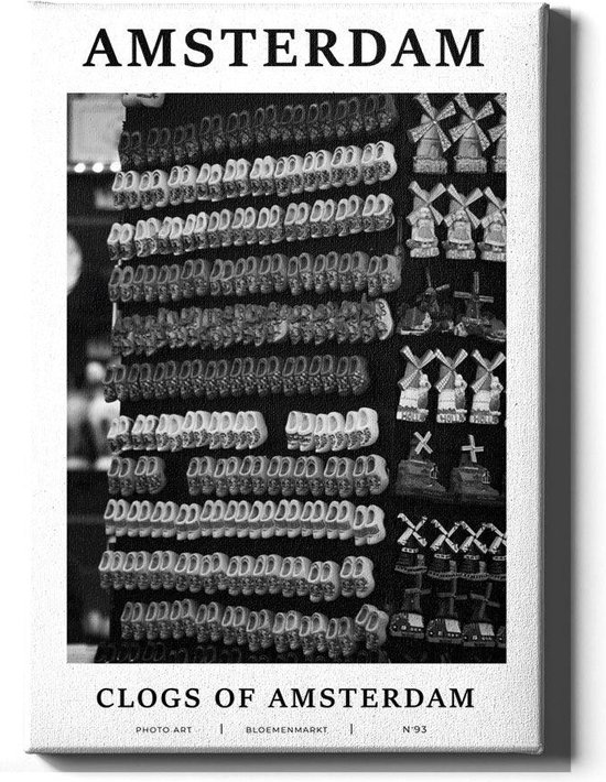 Walljar - Clogs of Amsterdam - Zwart wit poster | bol.com