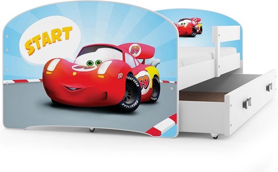 Kinderbed met Opberglade 80x160 – Jongensbed Cars – Peuter Bed Met Lade ...