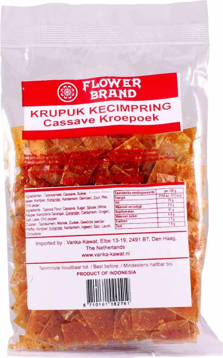 Flowerbrand® | 3 x 250 gram Cassave Kroepoek | Ongebakken kroepoek ...