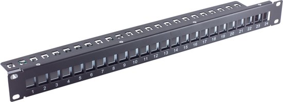 19 inch Patch Panel 1U voor 24 Keystone modules met kabelgeleiding ...
