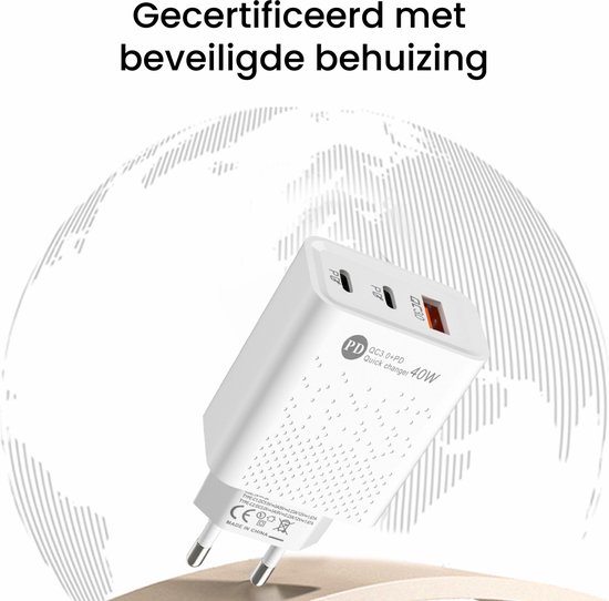 USB/USB-C Power Adapter 60W - 3 in 1 Oplader - Universeel - Snellader ...