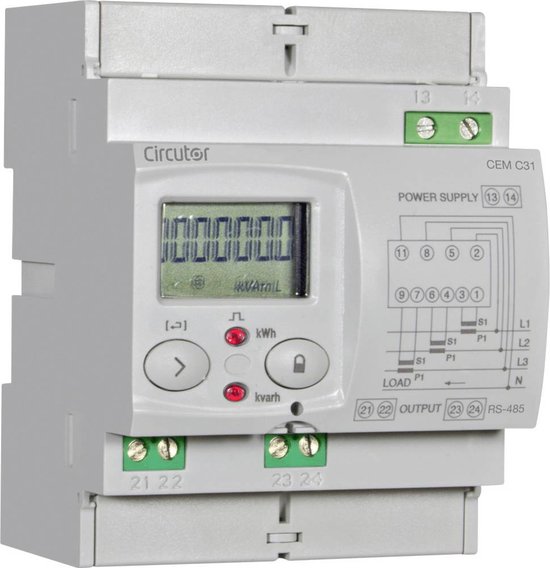 Circutor CEM-C31-T1 kWh-meter 3-fasen met S0-interface Digitaal 10 A ...