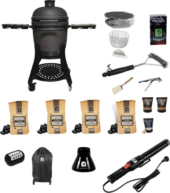 iQ Grills Large "Carbon Black" 22 inch + 4 zakken met Houtskool ...