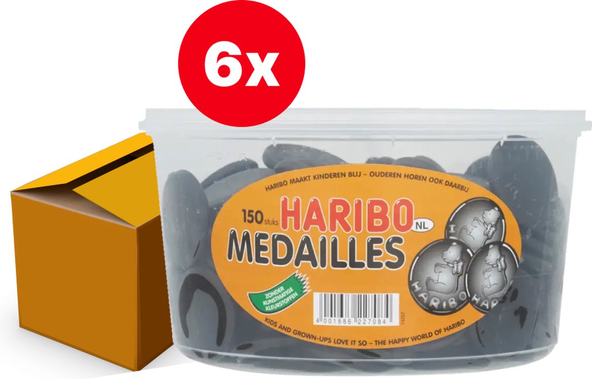 Haribo Drop Medailles - silo 150 stuks - Doos 6 silo's | bol.com