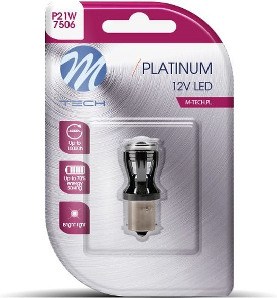 M-Tech LED P21W BA15s 12V - Platinum - Canbus - 4x Osram Led diode ...