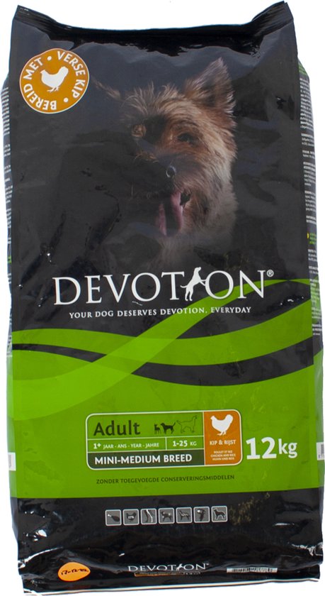 Devotion Adult Mini/Medium met Kip en Rijst - 12kg - Hondenvoer | bol