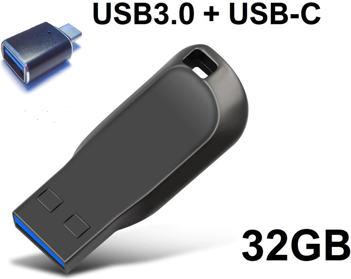 USB stick 3.0 - inclusief USB-C adapter - flash drive - 32GB geheugen ...