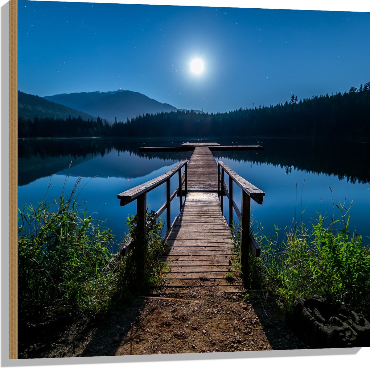 Hout - Groot Meer aan Houten Stijger - 80x80 cm - 9 mm dik - Foto op ...