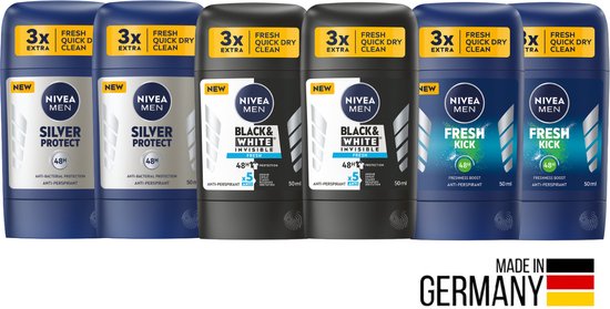 Nivea Men Fresh Series Deodorant - 6 x 50 ml - Deo Stick Mannen ...