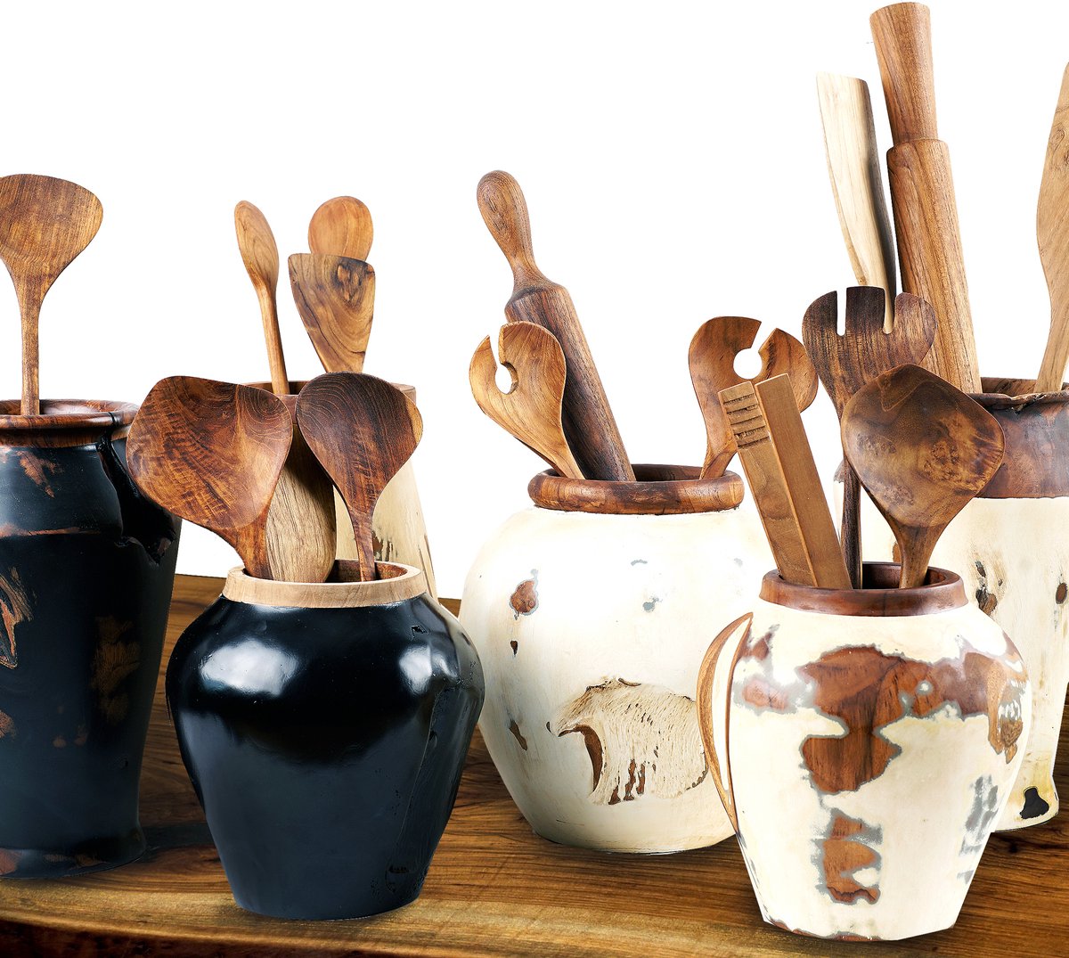 Houten vaas Sam - wit verweerd - Vervaardigd uit teak hout | bol.com