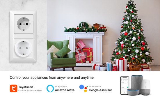 Wifi stopcontact, WLAN Smart stopcontact, 2 stuks, Smart Home (via Tuya ...