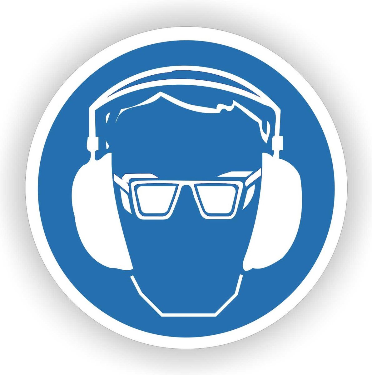 Veiligheidsbril en Gehoorbescherming verplicht pictogram sticker 20 cm ...