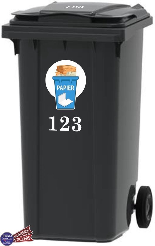 Papier afval Kliko sticker samen met 2x uw huisnummer. | bol
