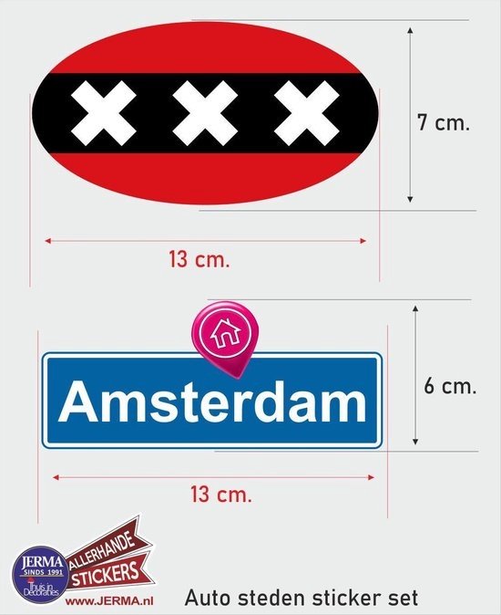 Amsterdam steden vlaggen auto sticker set 2 stickers | bol.com