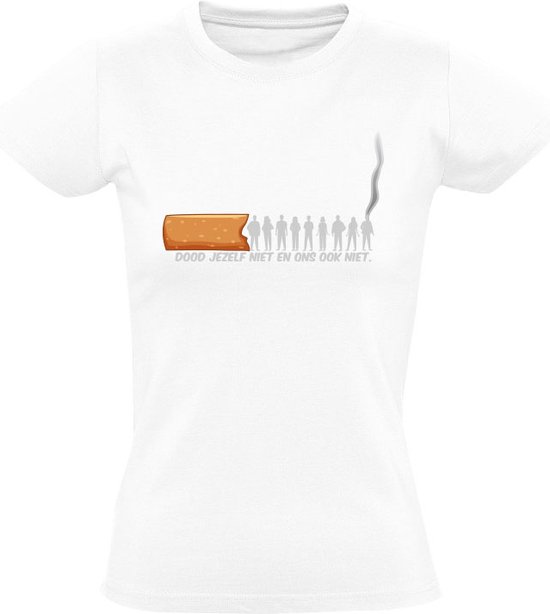 Tegen roken Dames T-shirt | sigaret | anti roken | stop roken | Wit ...