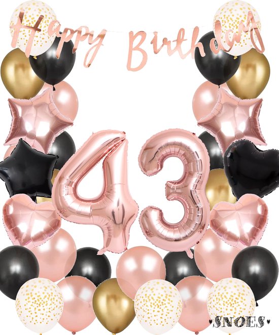 Snoes Ballonnen 43 Jaar Set Mega Rose Black Zwart Ballonen set ...