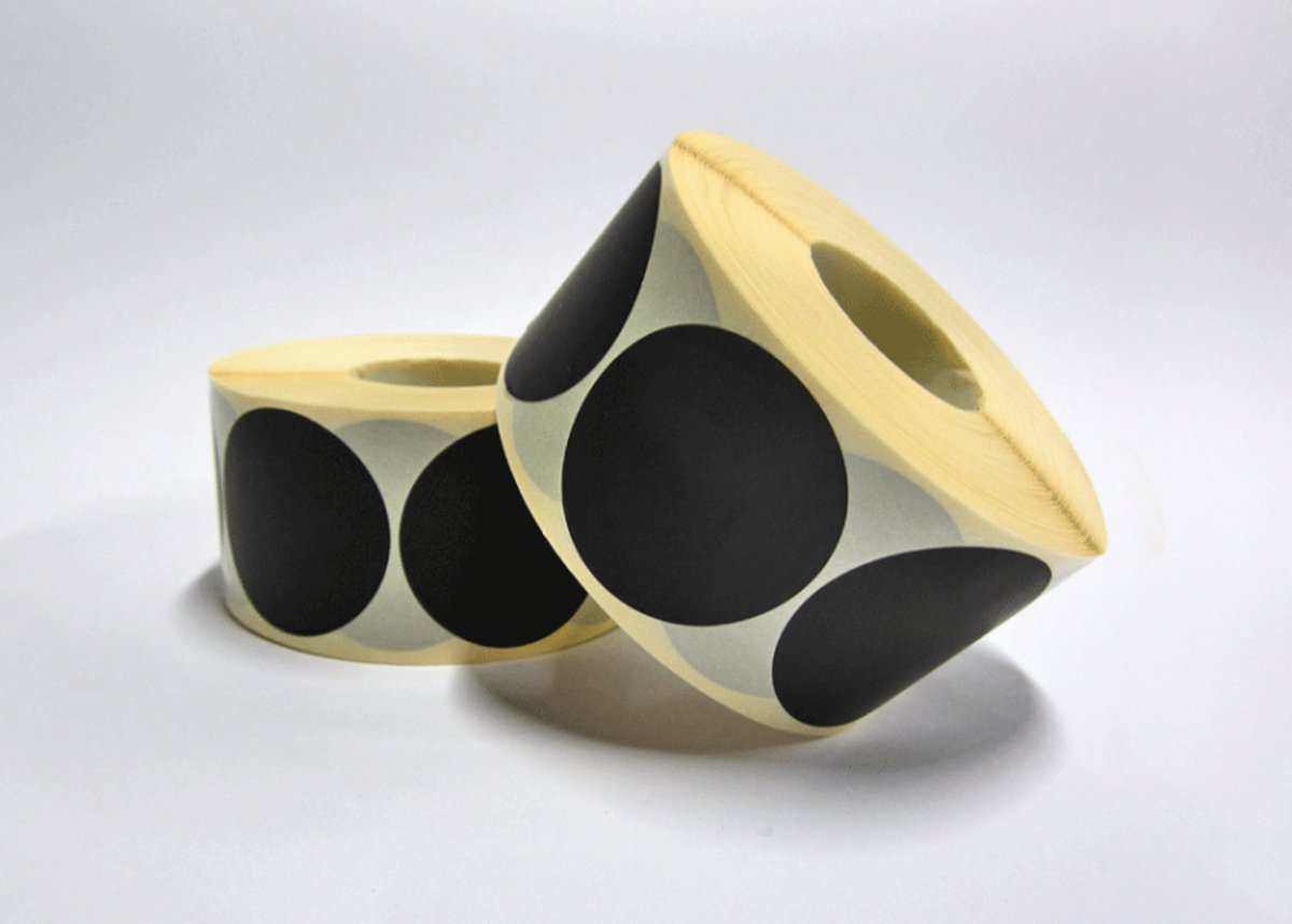 Blanco Stickers op rol 50mm rond - 1000 etiketten per rol - zwart | bol.com