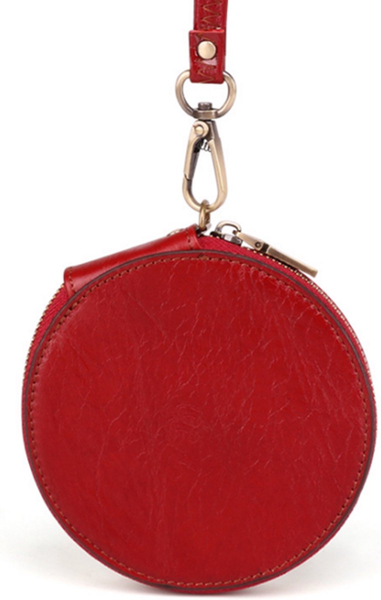 Kleine pocket portemonnee | dames | met ritssluiting | rood | rond ...