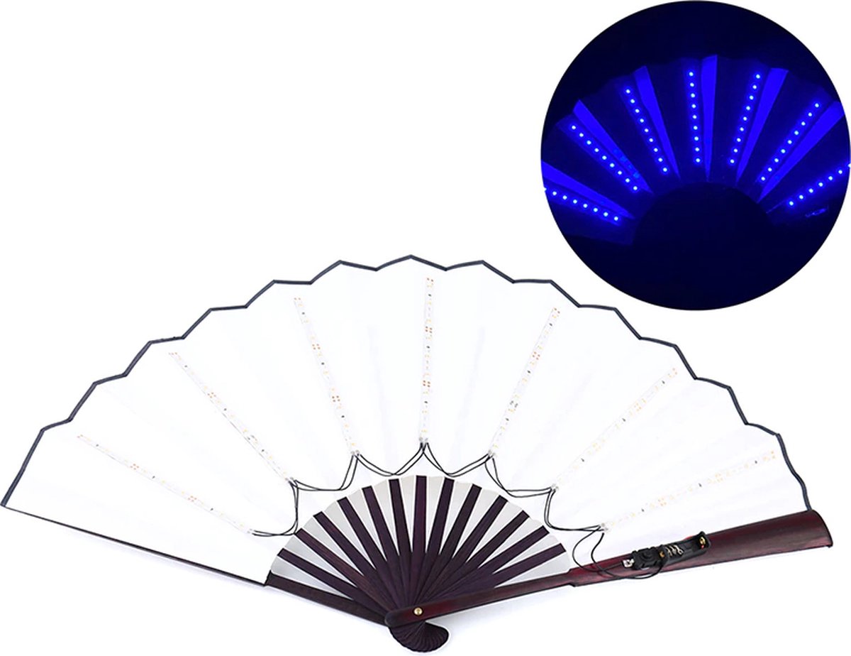 Festivalwaaier - spaanse waaier - waaier - Blauw - LED | bol.com