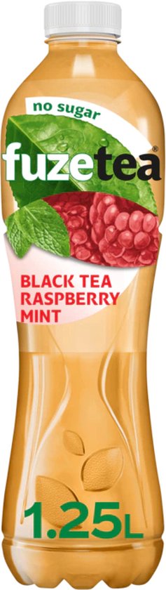 Black tea raspberry mint no sugar 1,25 ltr per fles, krimp 6 flessen | bol