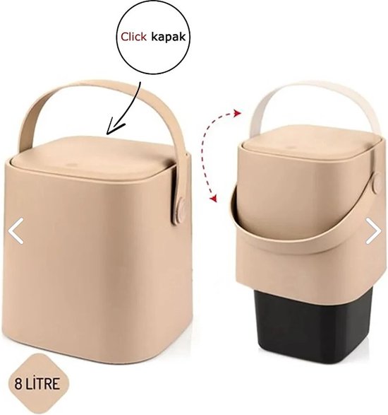 Prullenbak - 8 Liter - Kunststof - Toilet Afvalemmer - Badkamer ...