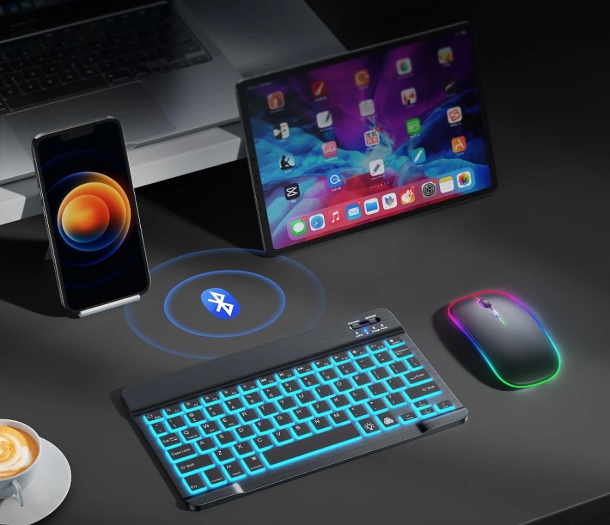 Incl. gratis Muis! - Draadloos Toetsenbord - Bluetooth - Led ...
