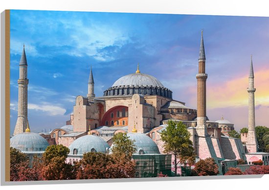Hout - Hagia Sophia Moskee, Turkije - 105x70 cm - 9 mm dik - Foto op ...