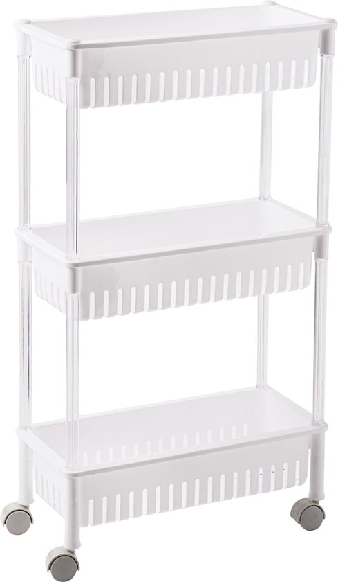 Benson Opbergrek op Wielen - 45 x 21 x 80 cm - 3 Niveaus - Wit | bol.com