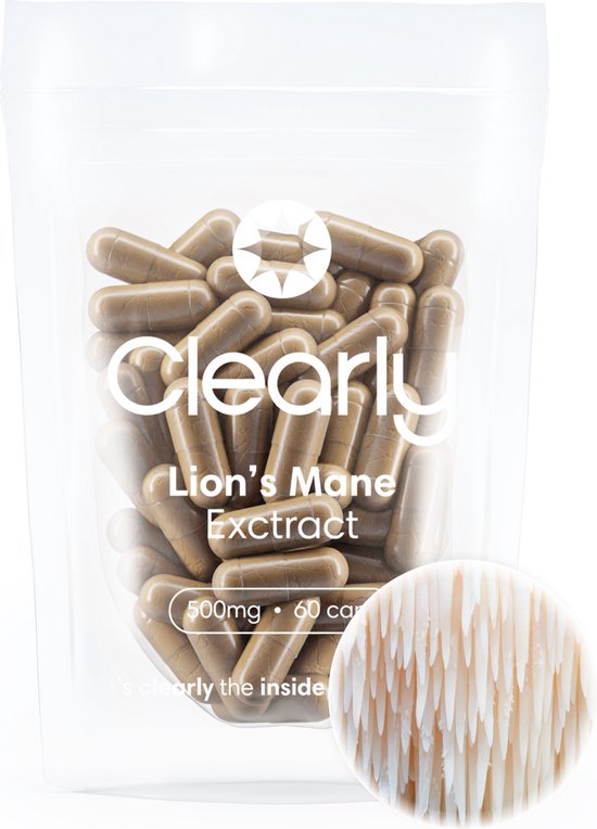 Clearly Lion’s Mane Extract | 500mg > 25% Beta-glucanen (Actieve Stof ...
