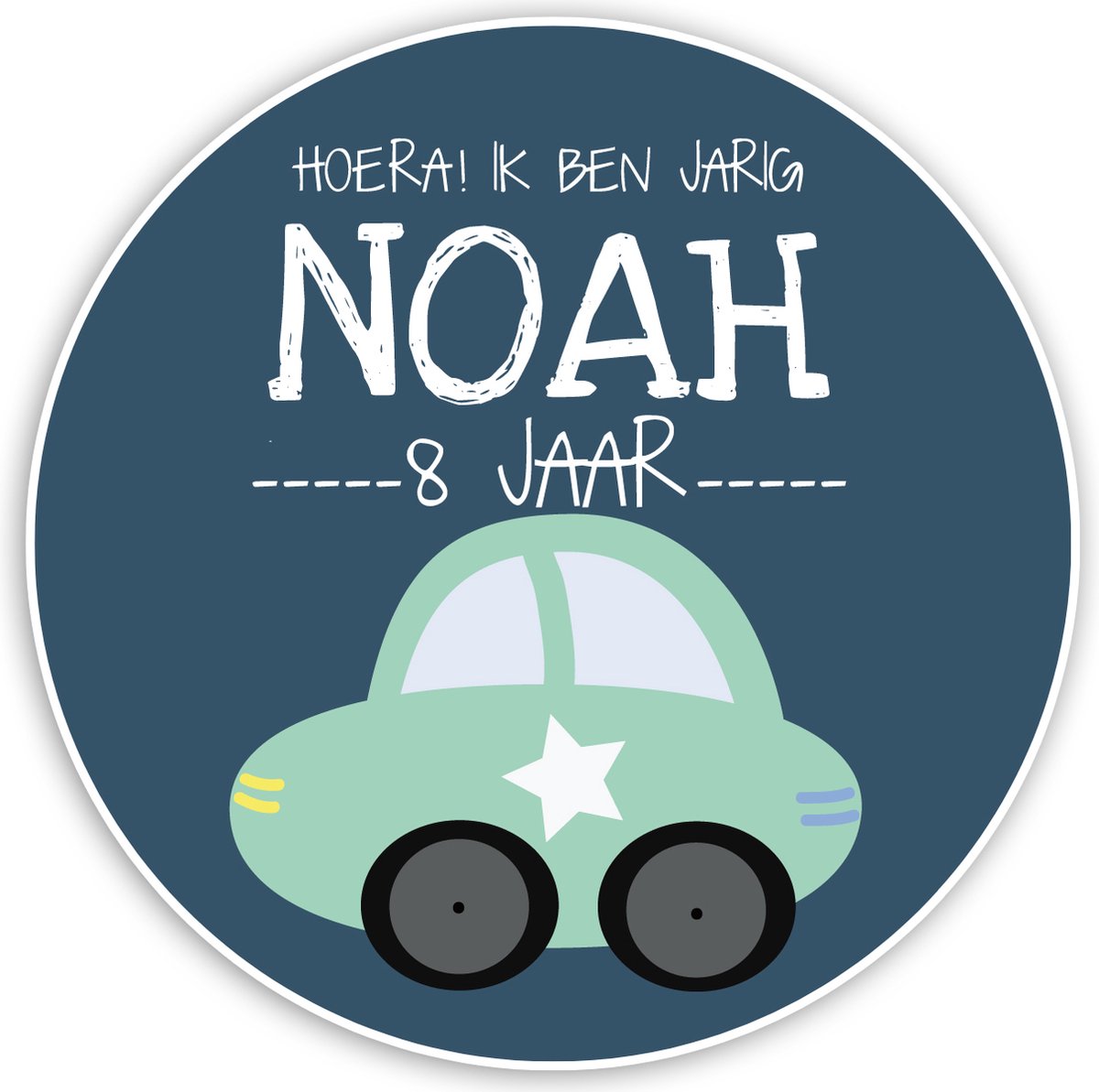 Traktatie stickers met naam Leuke Auto - Verjaardag stickers met naam ...
