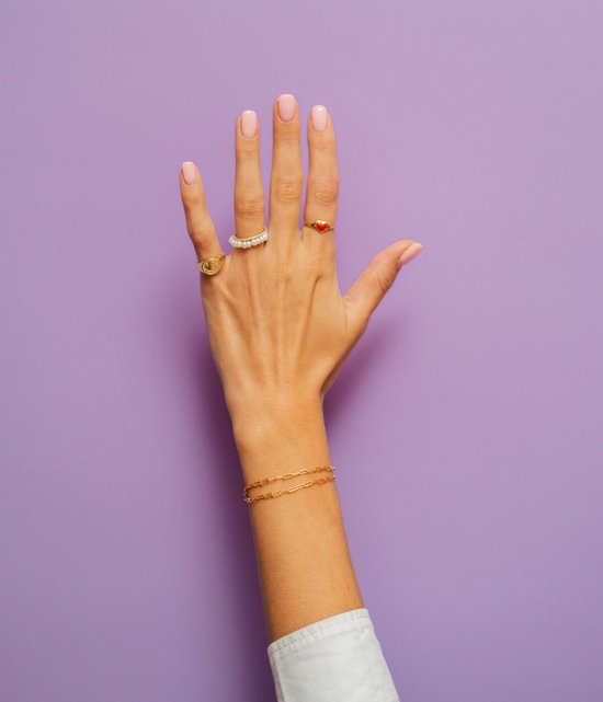 Rebelle Amsterdam - Ring Met Rood Hart - Verstelbaar - Gold Plated ...