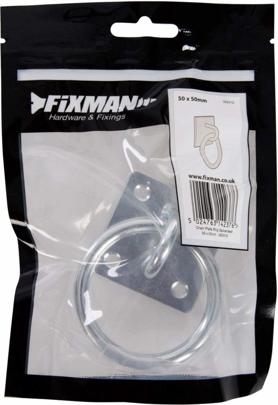 Fixman Kettingplaat - Gegalvaniseerd Ring - Grondplaat 50 mm x 50 mm | bol