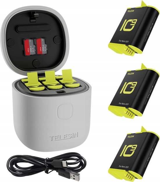 Chargeur étanche Telesin 3 emplacements Allin Box pour GoPro Hero 9 / Hero 10 + 3... | bol.com