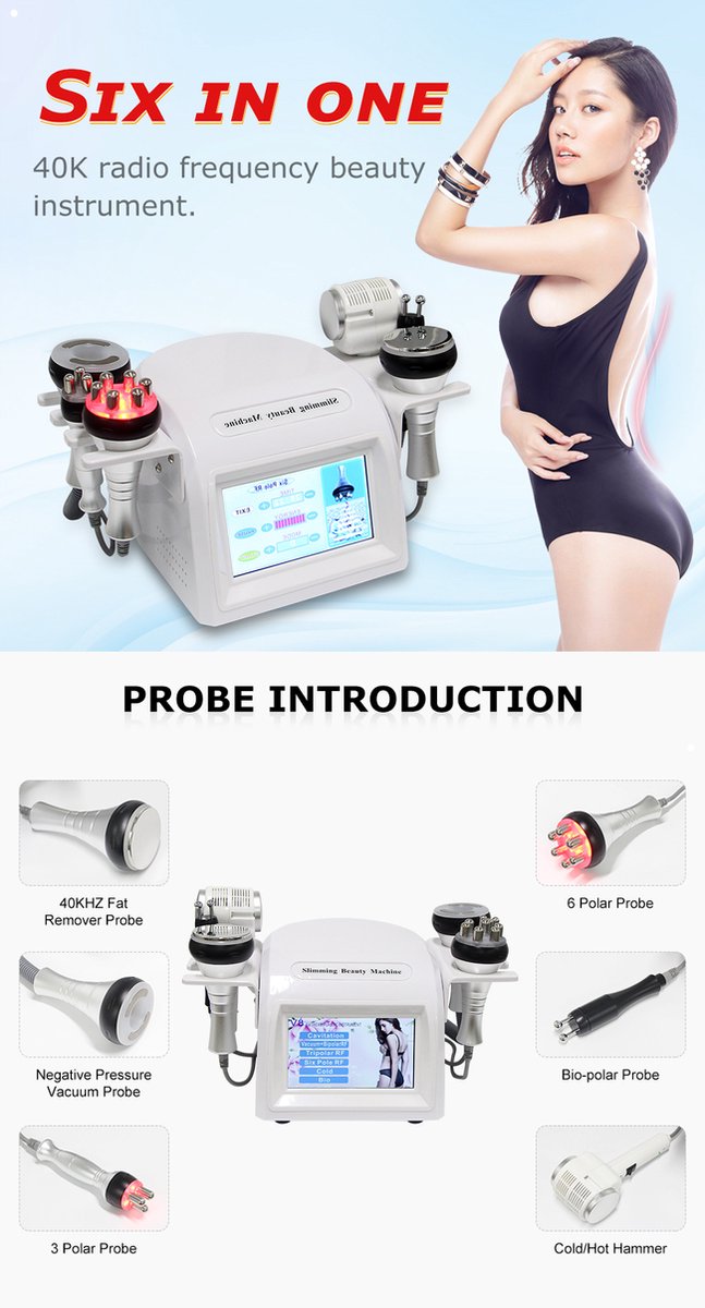 Nieuwe Collectie 6 in1 40K Ultrasone Cavitatie Vacuüm Afslank Machine ...