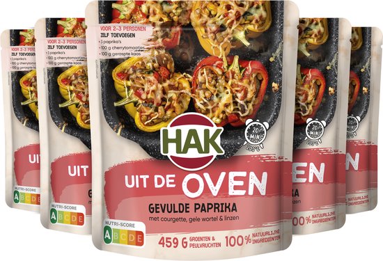 HAK Uit De Oven Gevulde Paprika - Doos 5x550g - Maaltijdoplossing ...