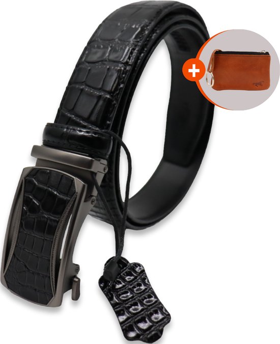 Heren riem echt Leer met automatische gesp - automaat riem - Broekriem ...