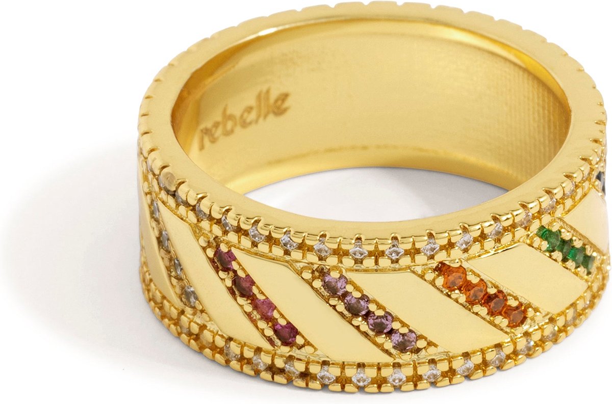 Rebelle Amsterdam - Dames Ring Goud - Ring Met Steentjes Goud ...