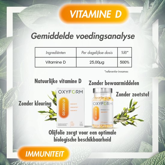Oxyform Vitamine D3 2000 UI I Voedingssupplement I 90 Capsules I ...