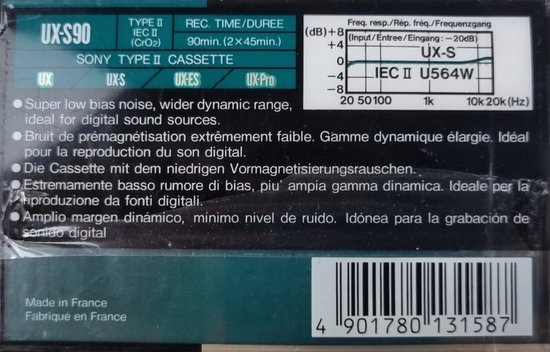 Sony UX-S 90 Type II Chrome Position Cassettebandje | bol