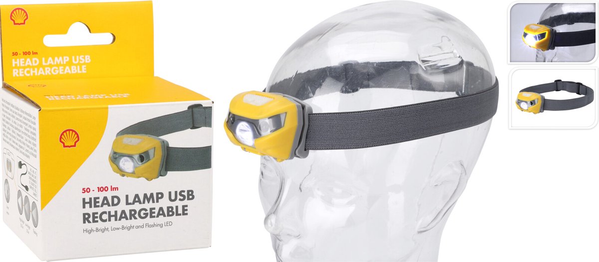 Shell Hoofdlamp - LED oplaadbaar - Hoofdlampje - Wandel Verlichting - Kantelbaar -... | bol