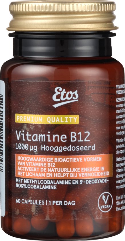 Etos Vitamine B12 Voedingssupplement - 1000ug - Vegan - 60 stuks | bol