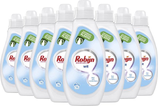 Robijn Vloeibaar Wasmiddel Wit 8 x 700ml - 112 Wasbeurten | bol