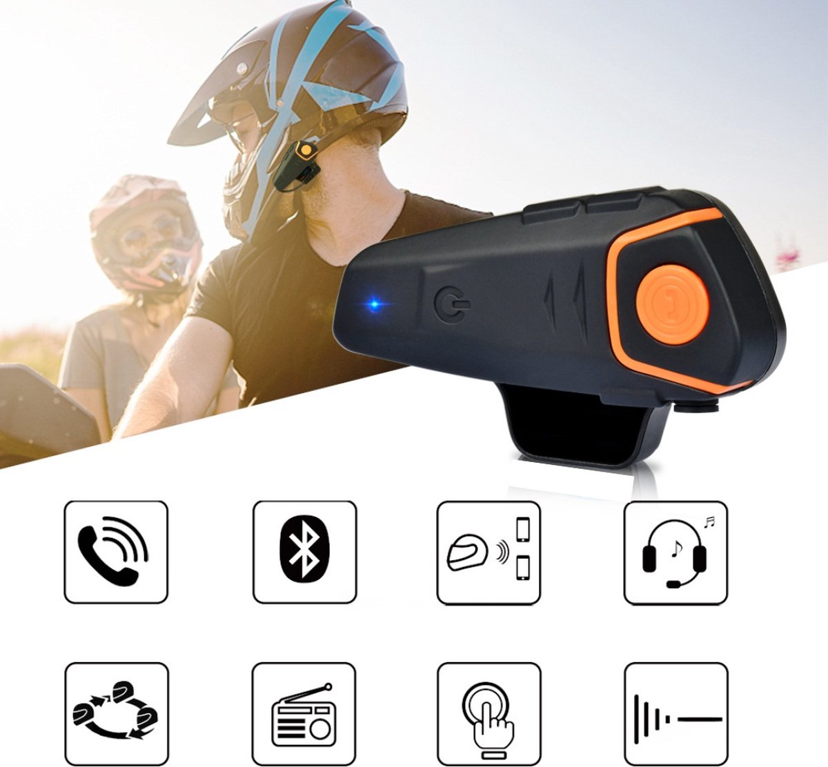 Currero Bluetooth Intercom Motorhelm - Motorhelm Headset - Intercom ...