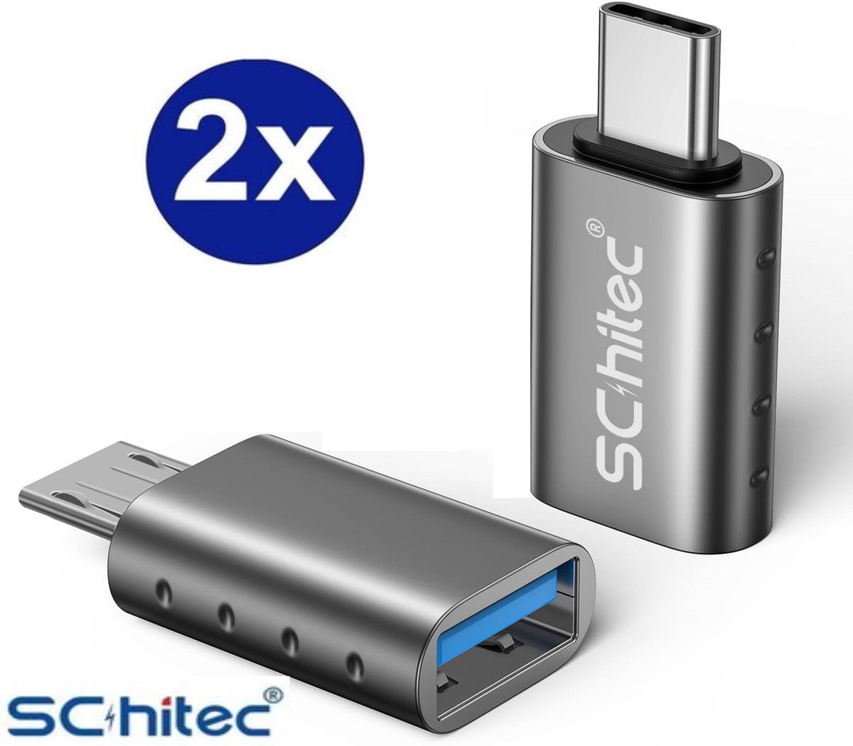 SChitec - 2 stuks USB-C naar USB-A 3.0 Converter - Adapter . USBc USBa ...