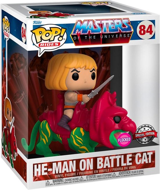 Funko Pop! Ride Deluxe: Masters of the Universe - Flocked He-Man on Battle Cat | bol