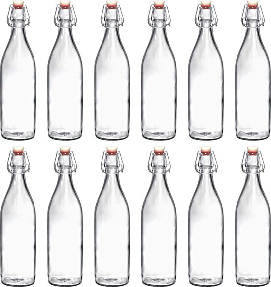 12x beugelfles 1000ml - Luchtdicht - Transparant - weckfles ...