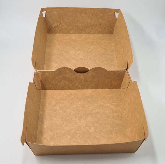 25x Hamburgerbakje XL karton - 145x145x80 - kartonnen hamburgerbak ...